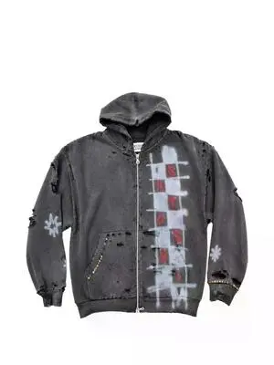 SATOSHI NAKAMOTO Get What I Want Distressed Spray-paint Hoodie