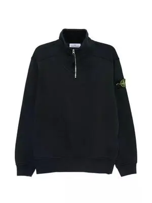 Stone Island Quarter-zip Logo-patch Sweater - Black