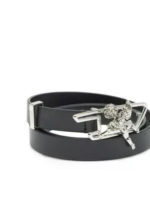 DIESEL® 2cm Leather Belt With Cherub D-outline Buckle
