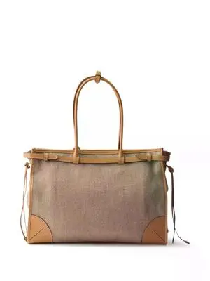 Prada Bonnie Linen And Leather Tote Bag