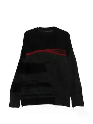 Isabel Benenato Distressed Panelled Sweater - Black
