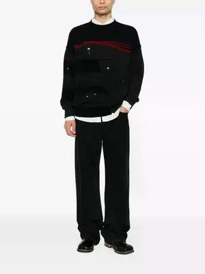 Isabel Benenato Distressed Panelled Crew Neck Sweater