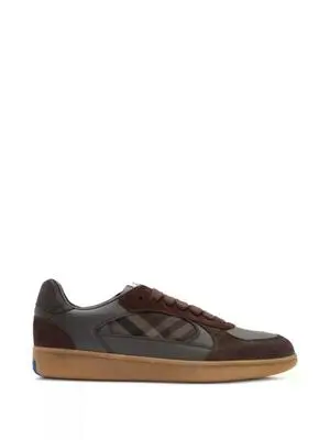 Burberry Leather, Suede And Check Terrace Sneakers - Brown