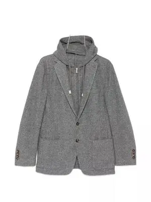 Eleventy Hooded Single-breasted Jacket - Grey