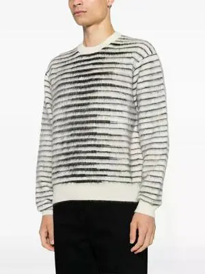 TOM FORD Striped Brushed Texture Crew-neck Sweater - Neutrals
