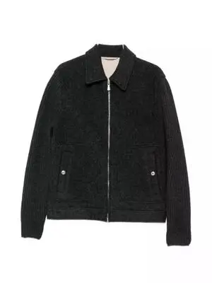 Eleventy Ribbed-knit Panelled Wool Jacket