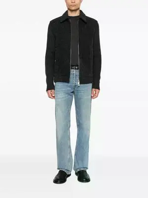 Eleventy Ribbed-knit Panelled Wool Jacket