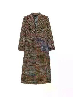 QUETSCHE Check-pattern Tulle-panel Coat - Black