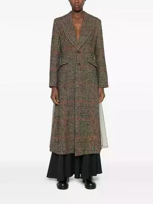 QUETSCHE Check-pattern Tulle-panel Coat