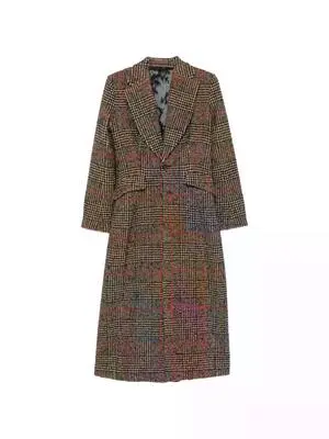 QUETSCHE Check-pattern Tulle-panel Coat - Black