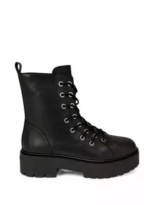 Pinko Lace-up Platform Combat Boots - Black