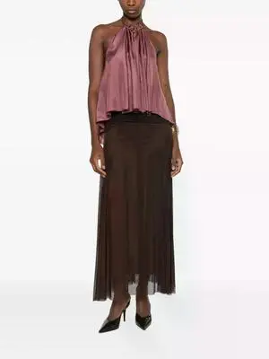 TWINSET Ruched-waist Mesh Skirt