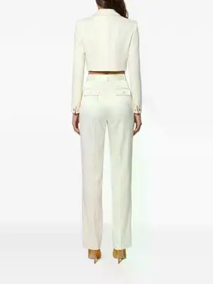 Elisabetta Franchi Cropped Peplum Blazer With Satin Lapels - Neutrals