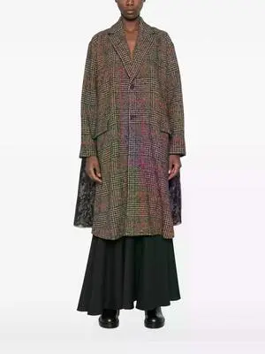 QUETSCHE Check-pattern Lace-panel Coat