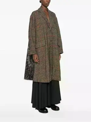 QUETSCHE Check-pattern Lace-panel Coat