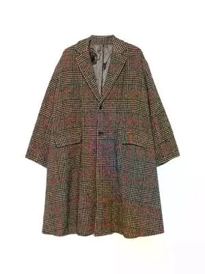 QUETSCHE Check-pattern Lace-panel Coat