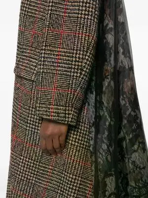 QUETSCHE Check-pattern Lace-panel Coat