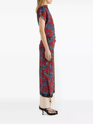 Proenza Schouler Anais Dress In Printed Stretch Cady - Red