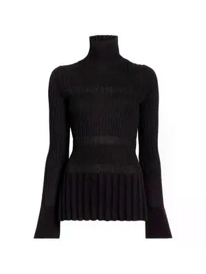 Proenza Schouler Rosario Textured Merino Wool Turtleneck - Black
