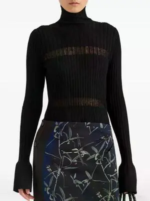 Proenza Schouler Rosario Textured Merino Wool Turtleneck - Black