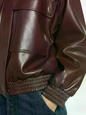 TWINSET High-neck Leather Jacket