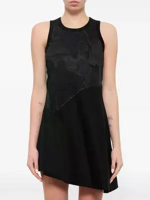 Neil Barrett Asymmetric Jacquard-panel Mini Dress - Black