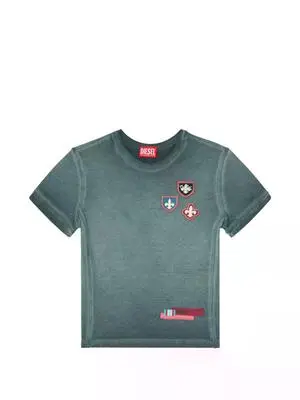 DIESEL® T-shirt With Patches And Microwaffle Sides - Blue