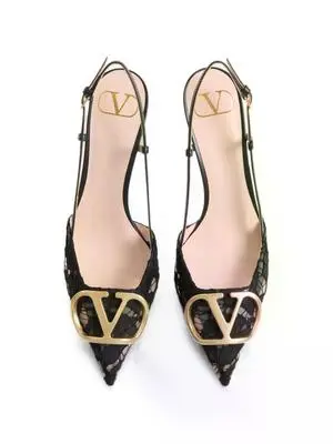 Valentino Garavani Vlogo Signature Lace Slingback Pumps