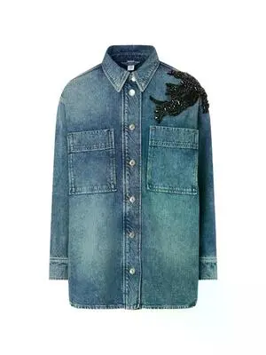 Liu Jo Denim Overshirt With Jewel-embroidery - Blue