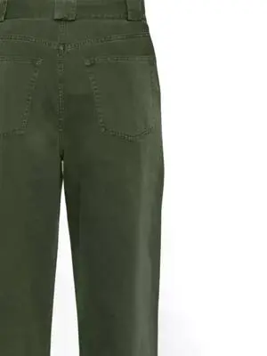 ANINE BING Cotton Canvas Patch Pocket Trousers - Green