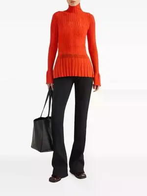 Proenza Schouler Rosario Textured Merino Wool Top - Orange