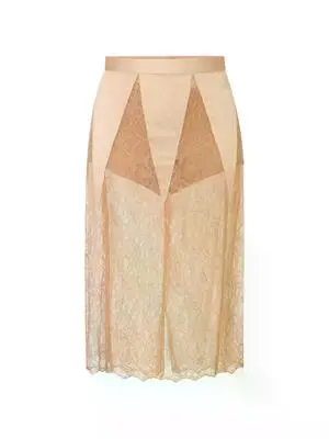 Elisabetta Franchi Floral Lace Calf-length Skirt - Neutrals