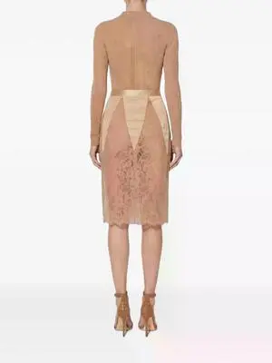Elisabetta Franchi Floral Lace Calf-length Skirt - Neutrals