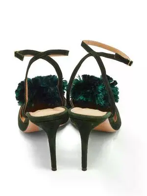 AQUAZZURA Pom Pom Ankle Strap Pumps