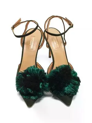 AQUAZZURA Pom Pom Ankle Strap Pumps