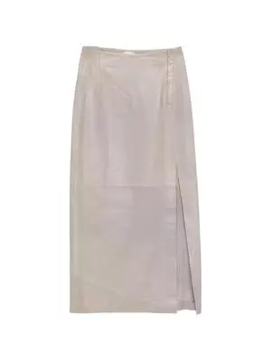 ALYSI Side-slit Leather Skirt