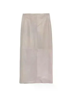 ALYSI Side-slit Leather Skirt - Grey