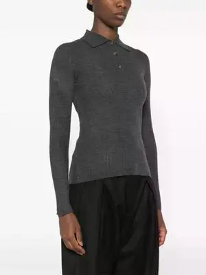 JCSOPHIE Ribbed Knit Polo Sweater