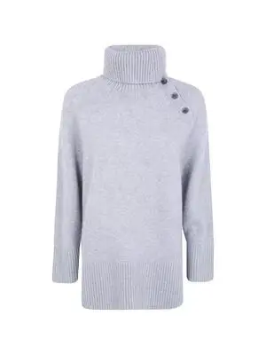 Emporio Armani Button-detail Roll-neck Sweater - Grey