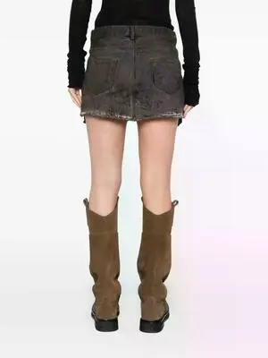 Rick Owens Faded Frayed-hem Mini Skirt