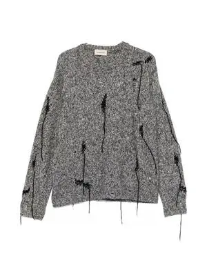 ATOMO FACTORY Distressed Marl-knit Sweater - Grey