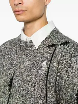 ATOMO FACTORY Distressed Marl-knit Sweater