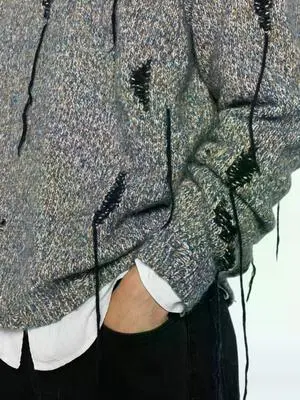 ATOMO FACTORY Distressed Marl-knit Sweater