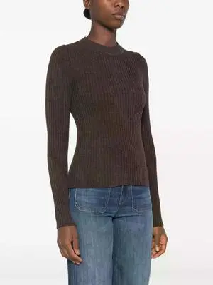 Seafarer Ribbed Knit Crew Neck Sweater - Brown
