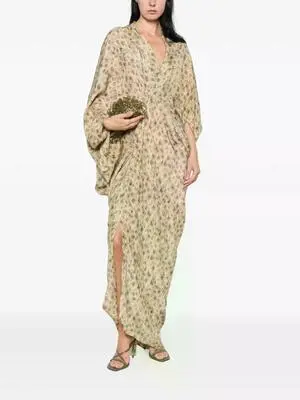 CORTANA Mayu Abstract-print Draped Dress - Neutrals