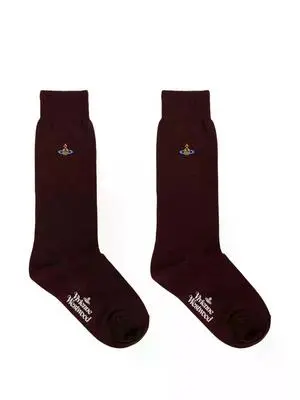 VIVIENNE WESTWOOD Orb-embroidered Ribbed-trim Socks