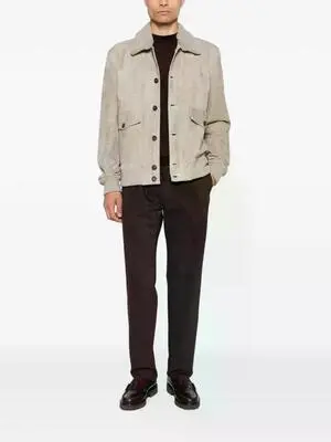 Eleventy Shearling-collar Suede Jacket