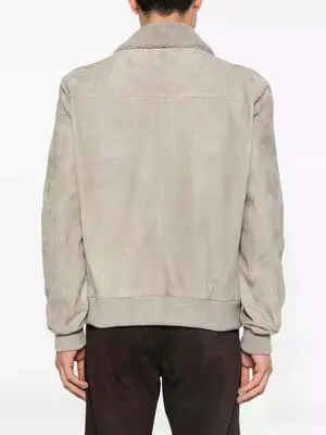 Eleventy Shearling-collar Suede Jacket