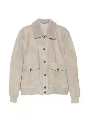 Eleventy Suede Shearling Collar Jacket - Grey