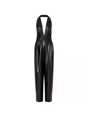 Liu Jo Coated Fabric Jumpsuit With Deep V-neckline And Open Back